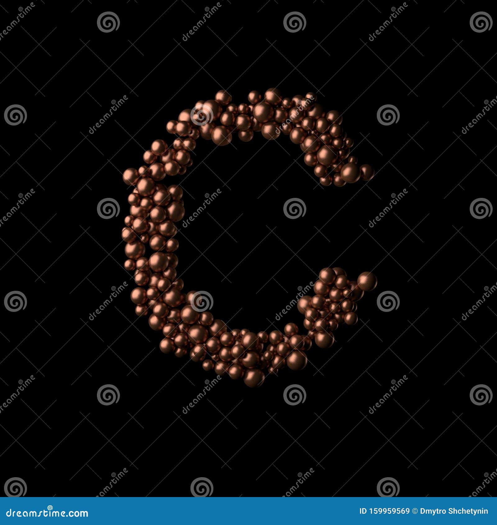Metallic Letter C on Black Background. 3D Rendering Stock Illustration ...