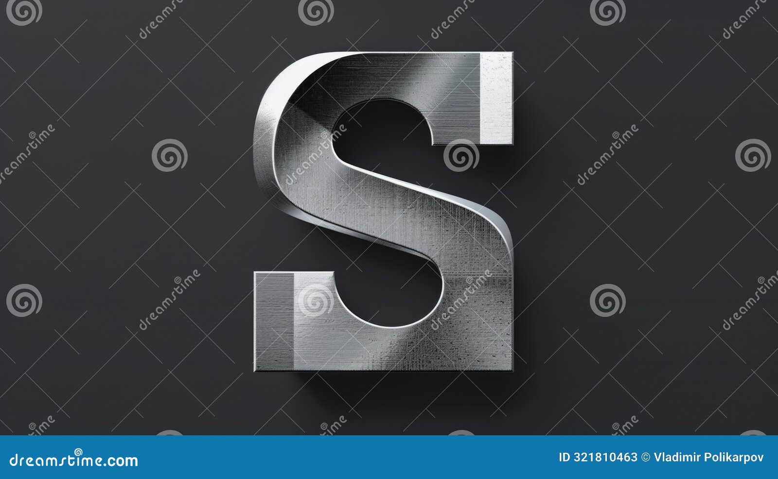 A Metallic Letter S Against a Dark, Matte Black Backdrop Stock ...