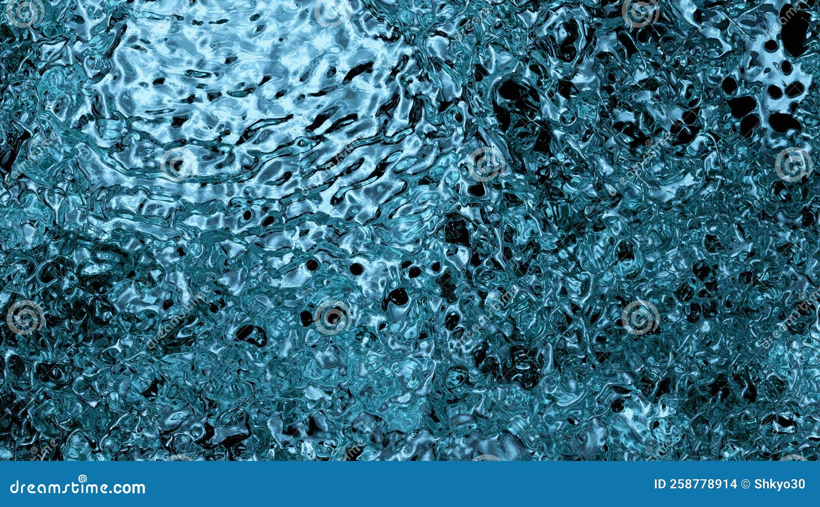 Metallic and Light Blue Fluid Filling the Screen with Splashes on Black ...