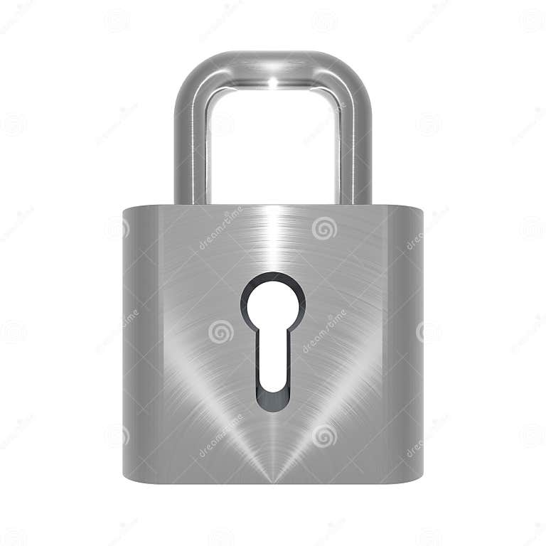 Metallic Locked Padlock Object on White Background Stock Illustration ...