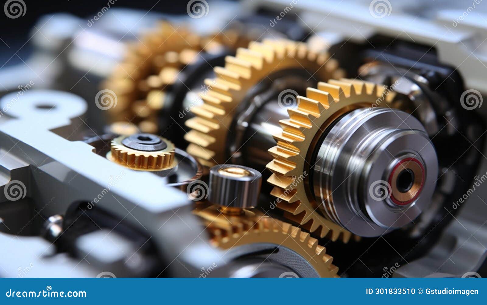 Metallic Machinery Turning in Close Up, Interlocked for Progress ...