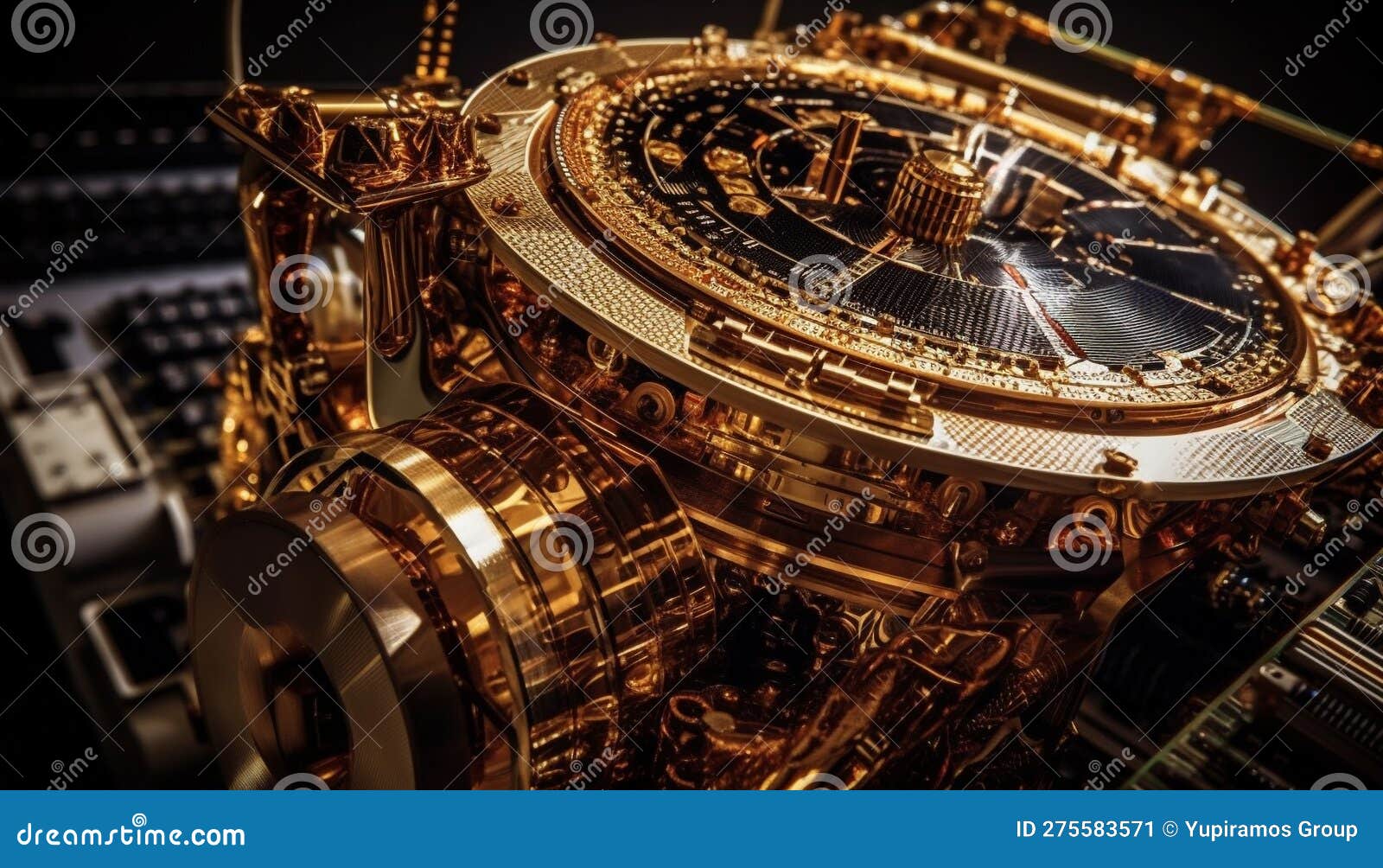 Metallic Machinery Turning, Complex Circle of Industry Generated by AI ...