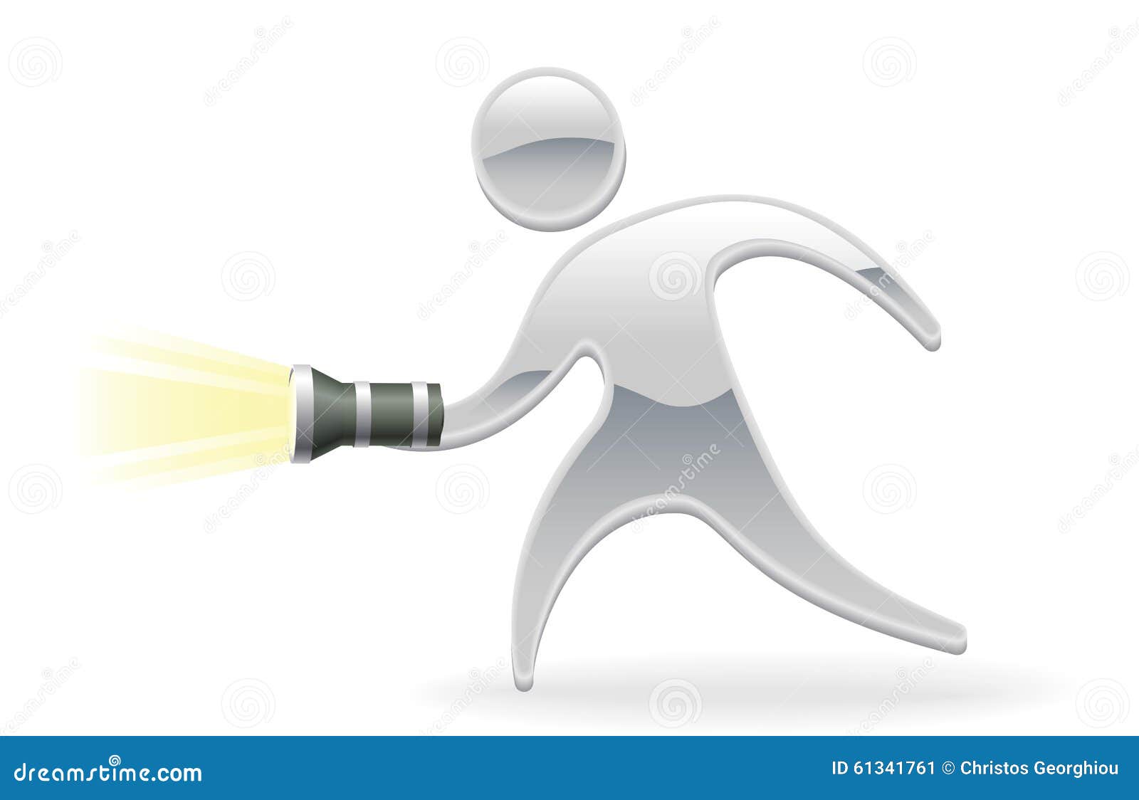 Metallic Mascot with Torch Flashlight Stock Vector - Illustration of ...
