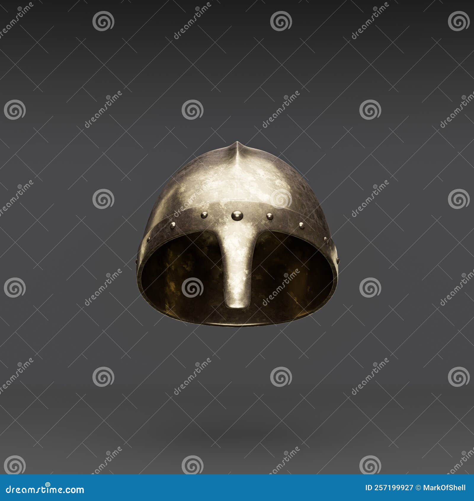Metallic Medieval Knight Helmet. Front View Crash Helmet Stock ...