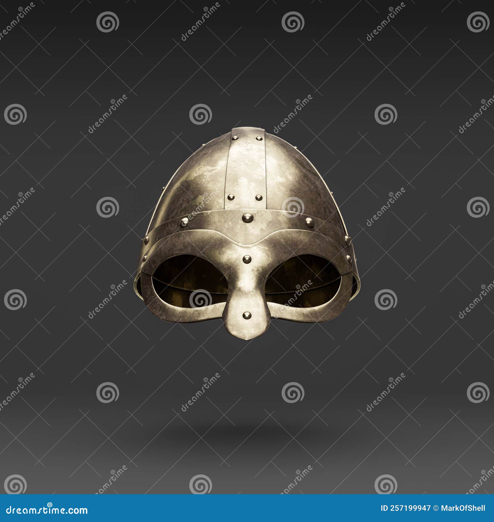 Metallic Medieval Knight Helmet. Front View Crash Helmet Stock ...