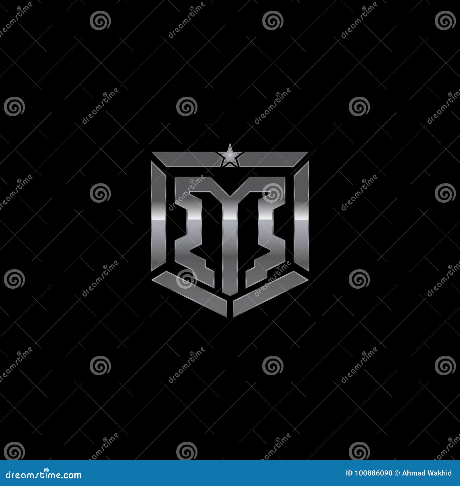 Metallic Military Shield Badge of Letter M Stock Illustration ...