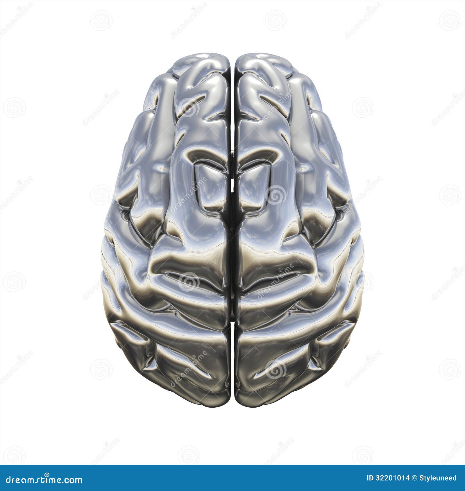 Metallic Model of Human Brain Stock Illustration - Illustration of ...