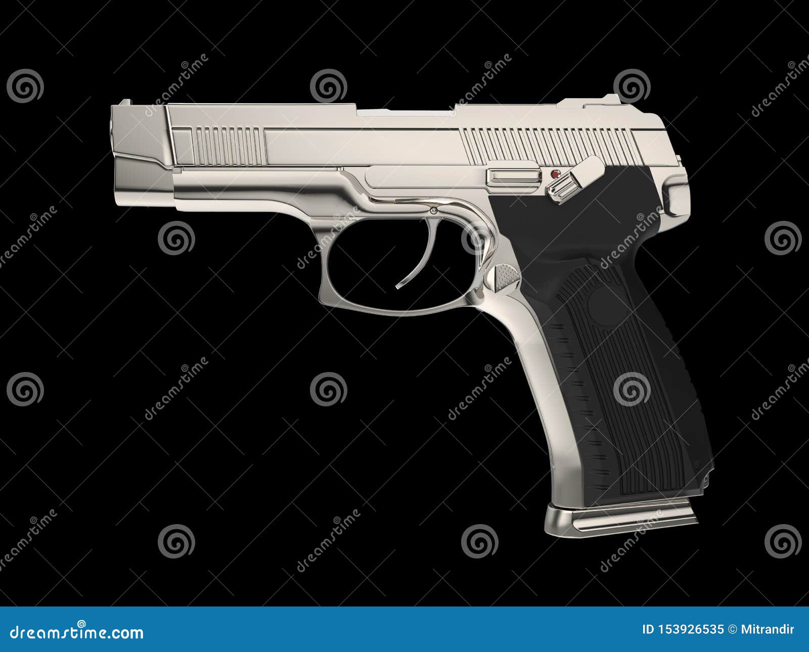 Metallic Modern Tactical Hand Gun - Side View Stock Illustration ...