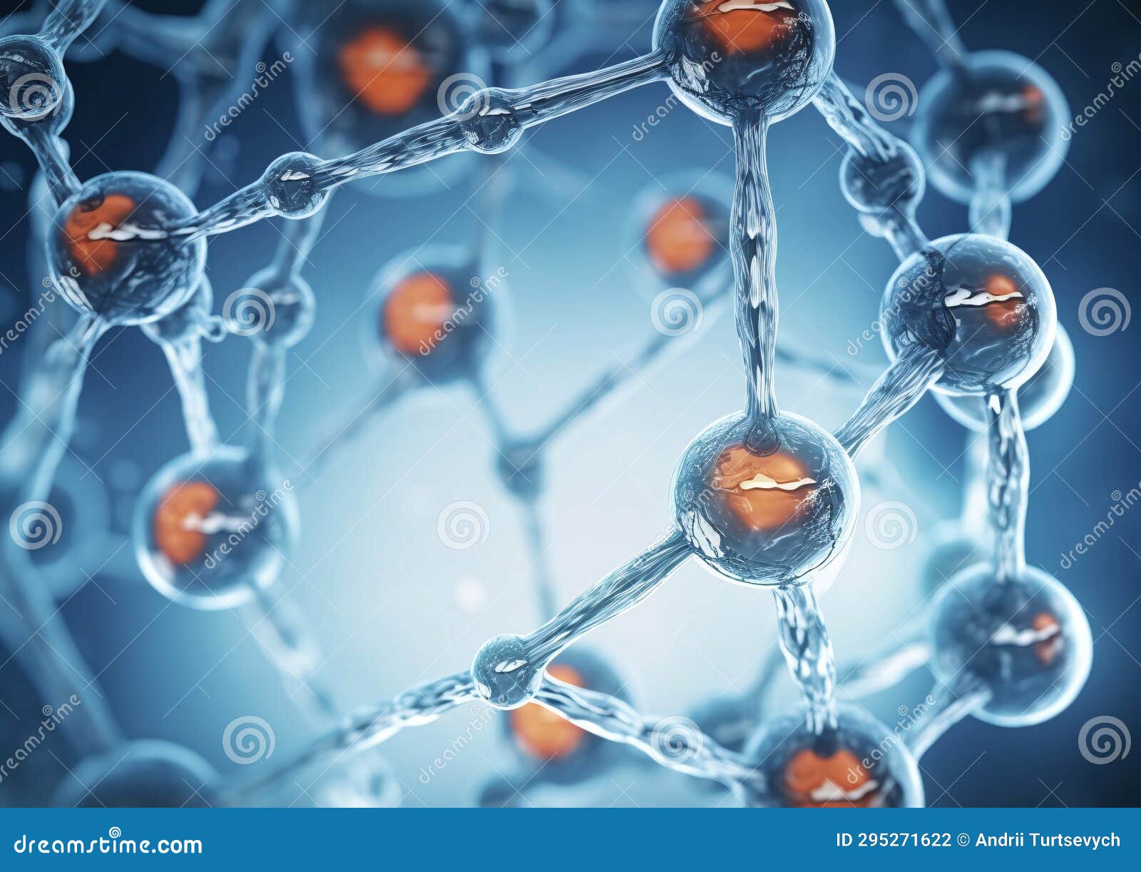 Metallic Molecular Model on Blue Background AI Generated Stock ...