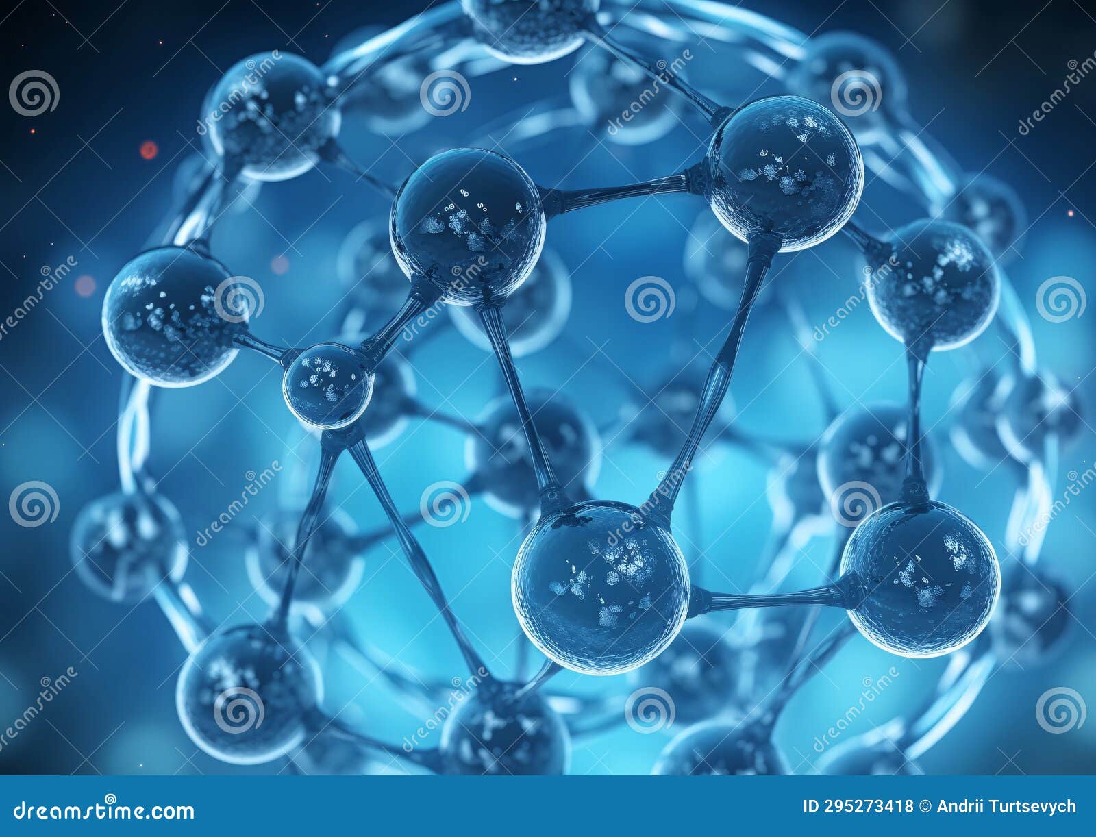 Metallic Molecular Model on Blue Background AI Generated Stock ...