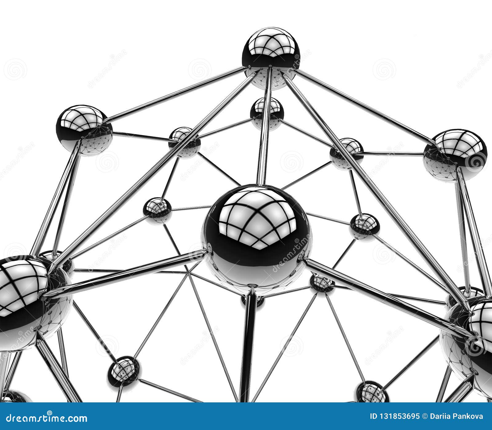 Metallic Molecule Isolated On White. Atom Of Molecule. Royalty-Free ...