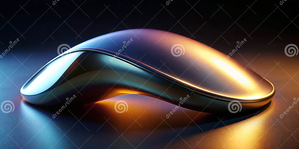 Metallic Mouse 3D Render, Curved Design, Warm Lighting Stock ...