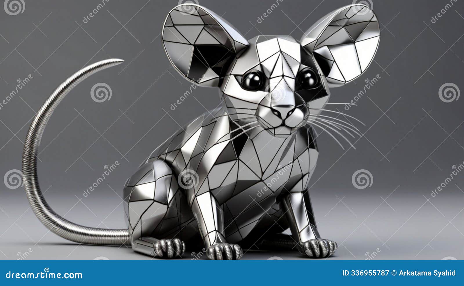 Metallic Mouse on a Gray Background. 3D Illustration Stock Illustration ...