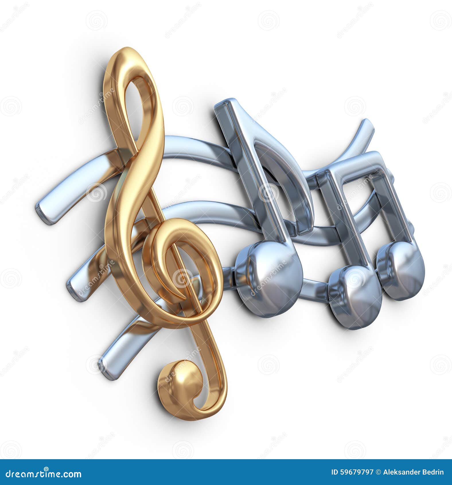 Metallic Music Note 3D. Icon Isolated On White Royalty-Free Stock Image ...
