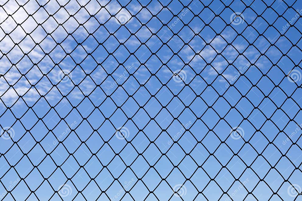 Metallic Net with Blue Sky Background Stock Image - Image of fence ...