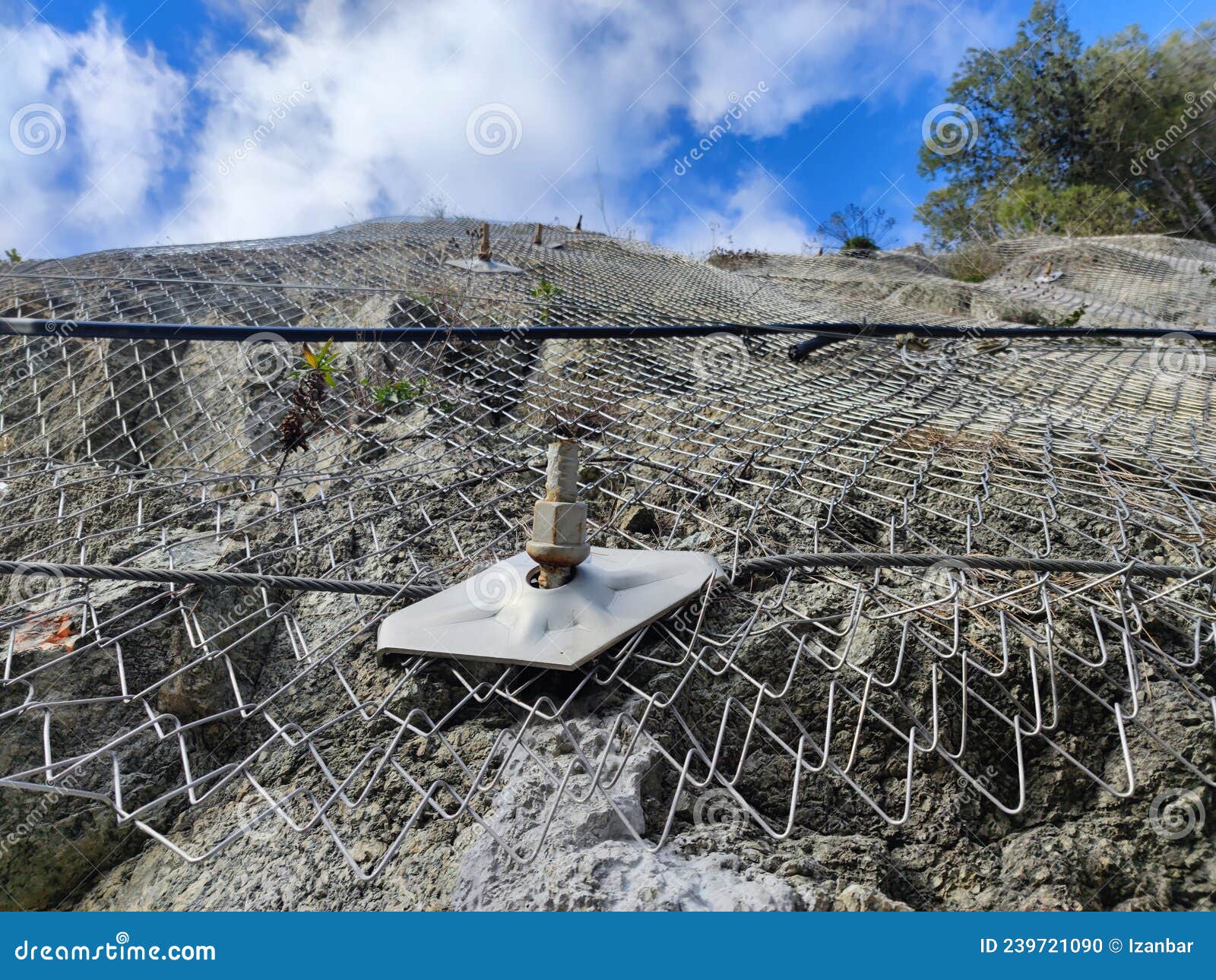 Metallic Net Holding for Hanging Rocks Falling Protection Stock Photo ...