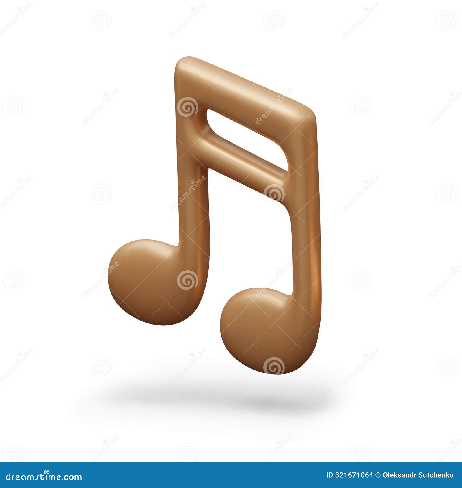 Metallic Note in Realistic Style. Beamed Eighth Notes Stock Vector ...