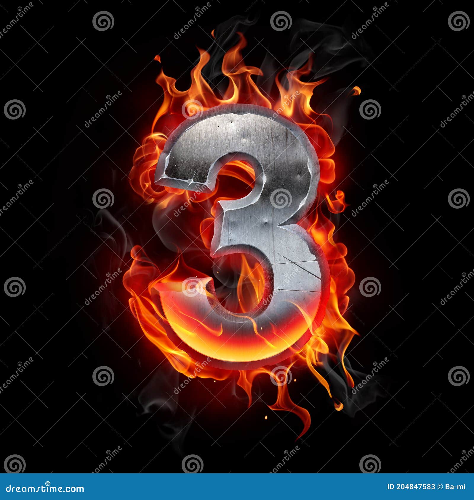 Fire Metal Number Isolated on Black Background Stock Illustration ...