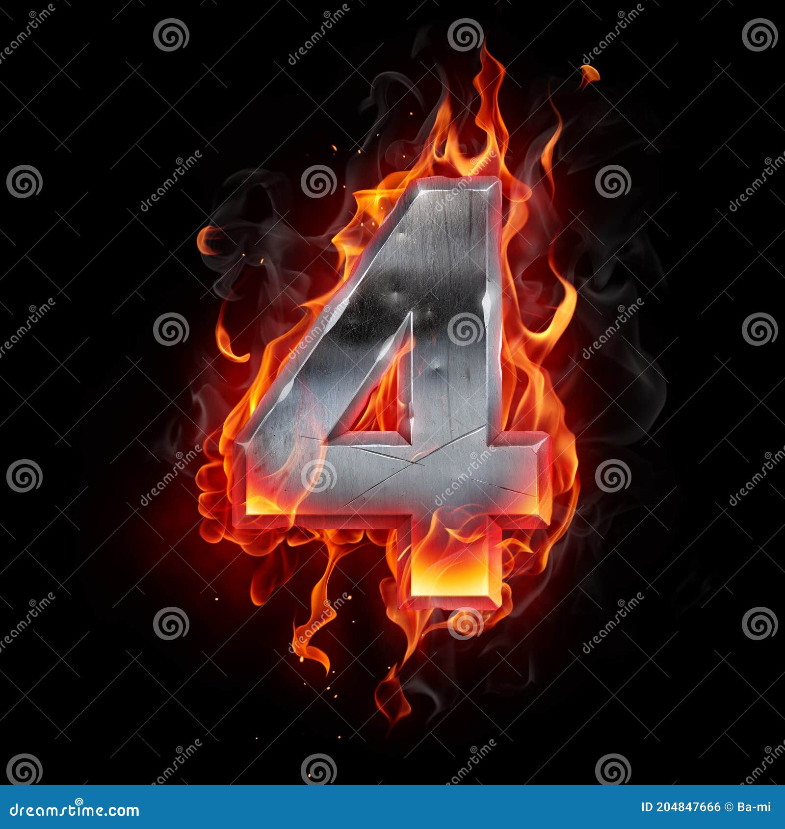 Fire Metal Number Isolated on Black Background Stock Illustration ...