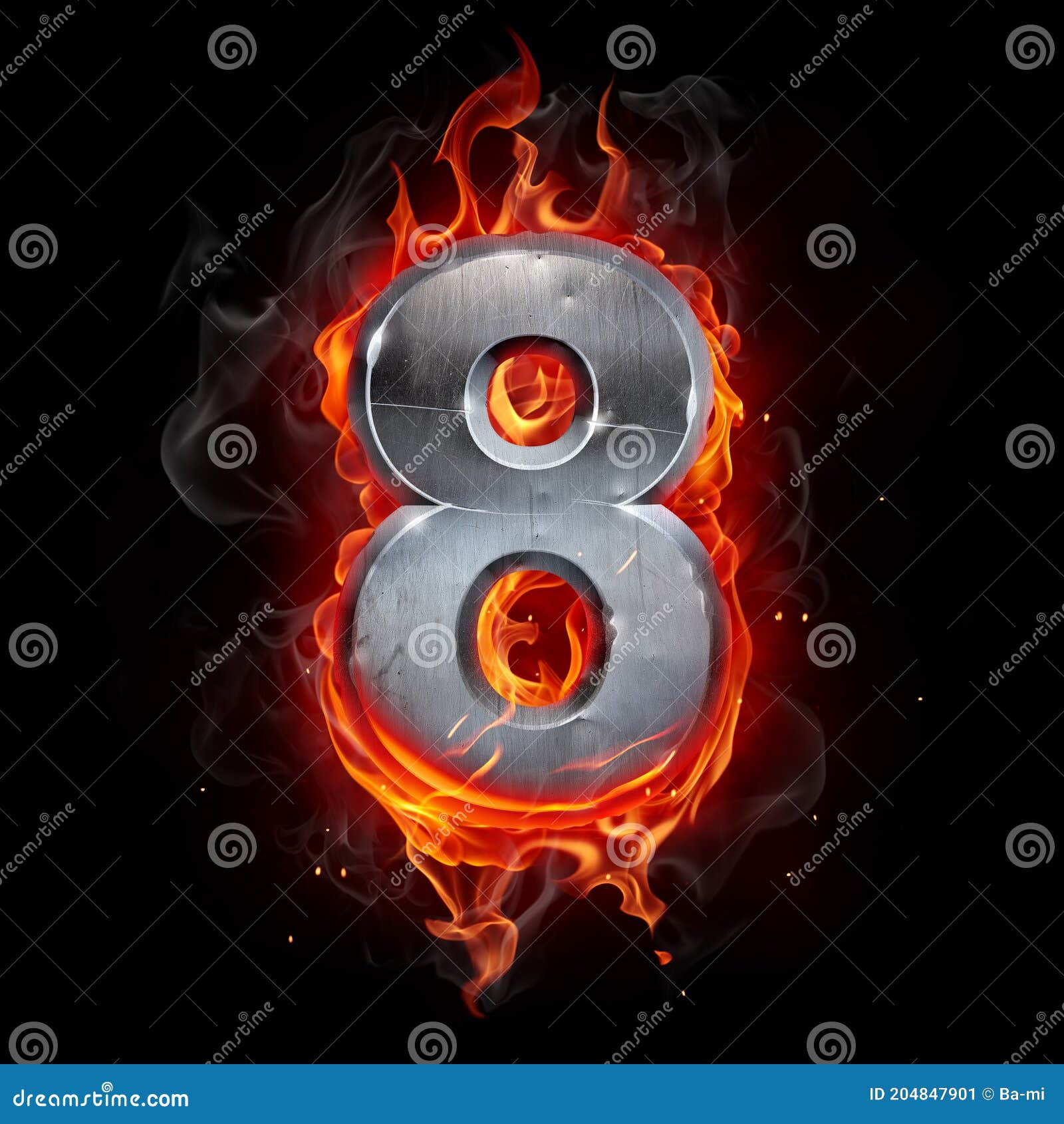 Fire Metal Number Isolated on Black Background Stock Illustration ...