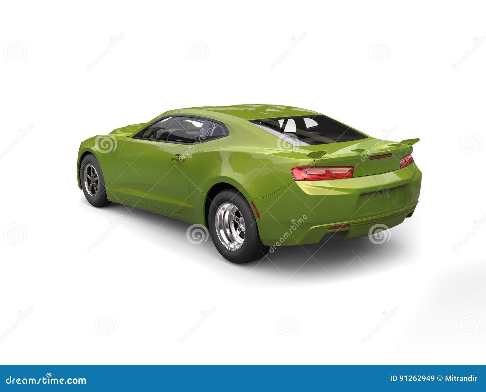 Metallic Olive Green Modern Fast Car - Back View Stock Illustration ...