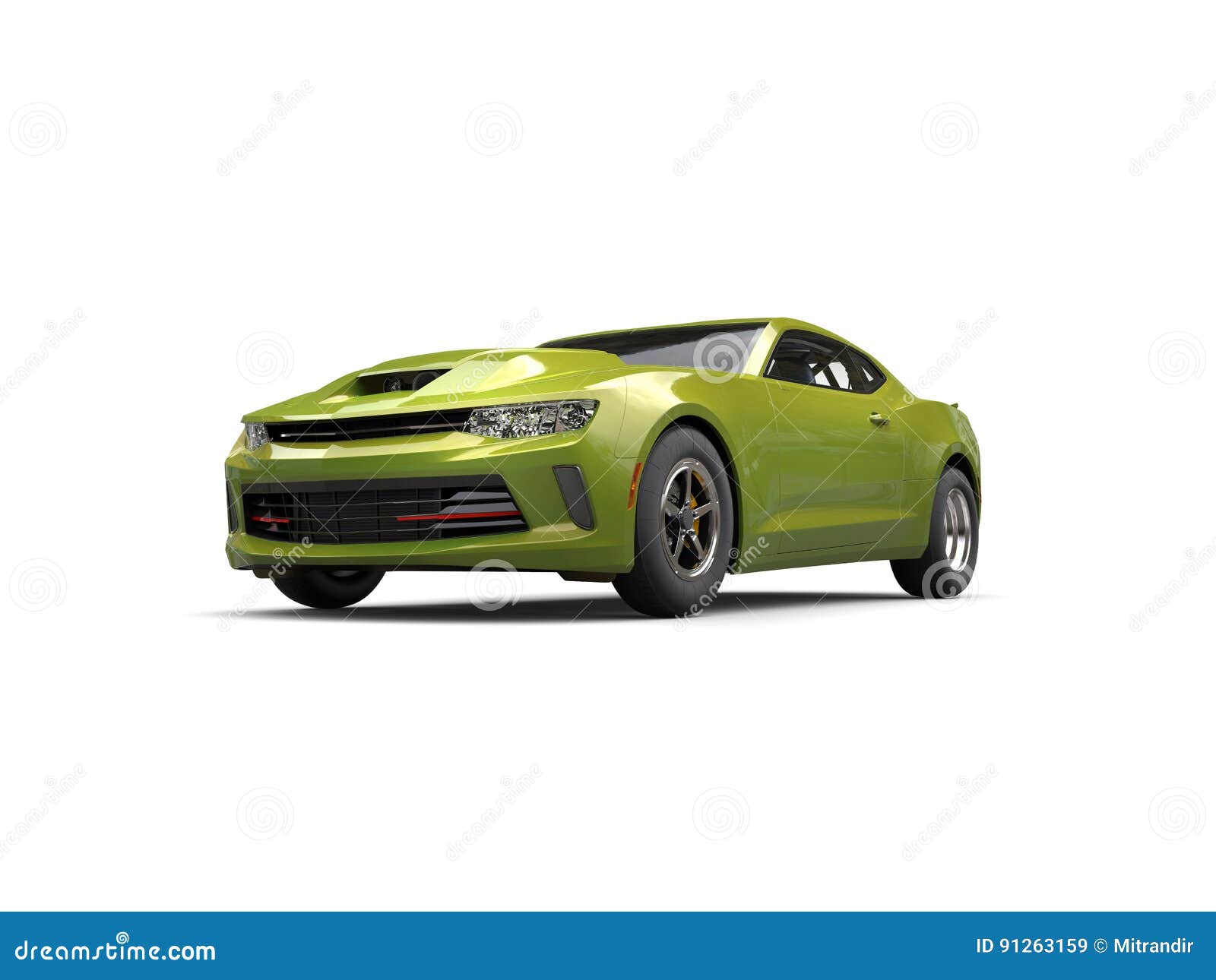 Metallic Olive Green Modern Fast Car - Front View Stock Illustration ...