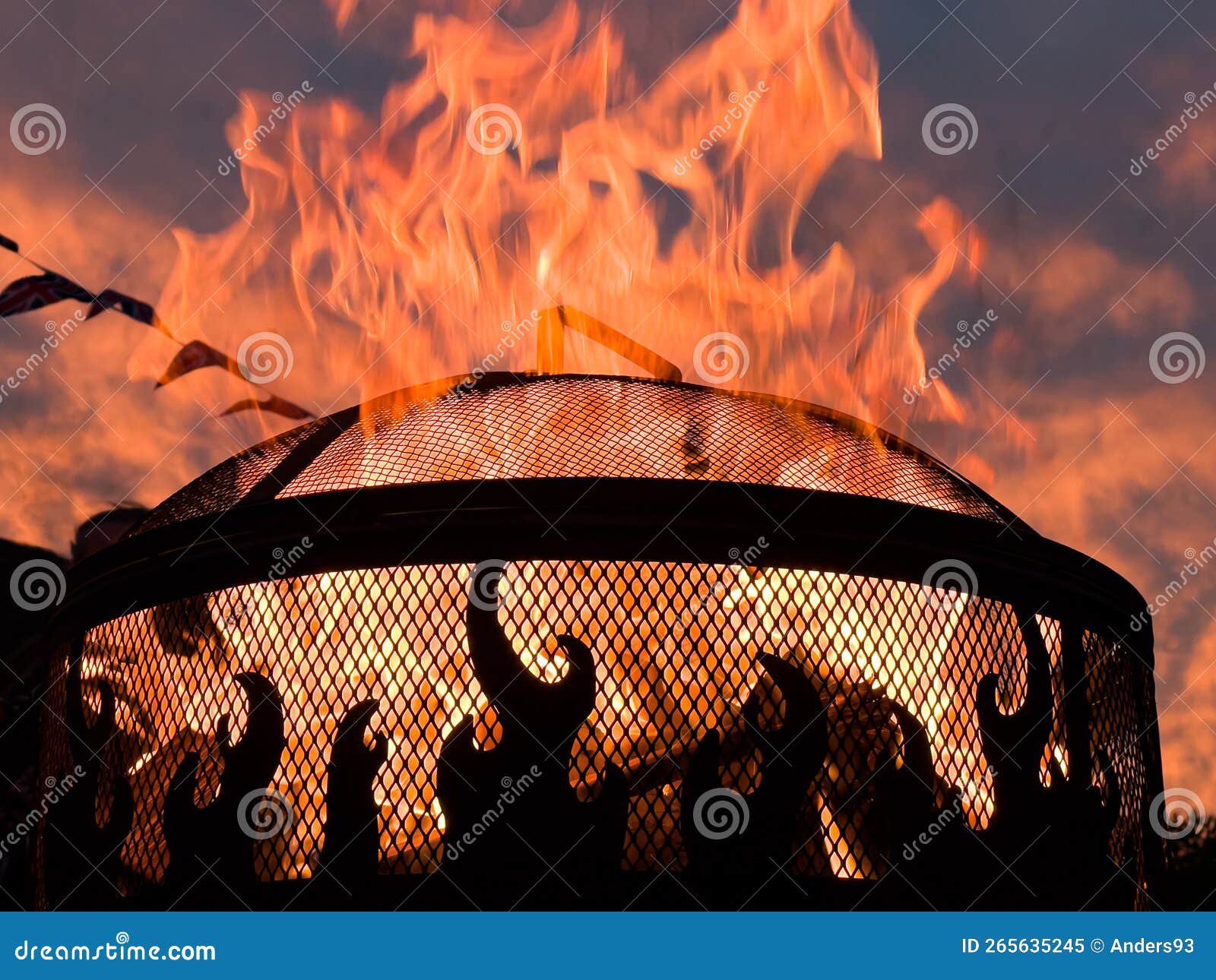 Flames from Metallic Open Chiminea Stock Image - Image of campfire ...