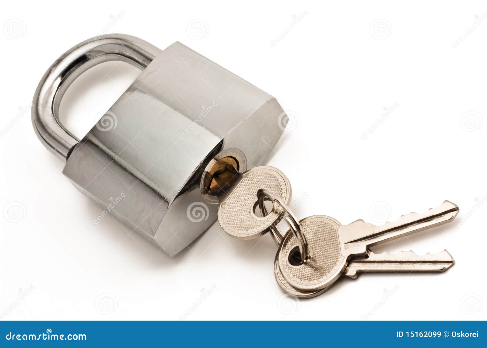 Metallic Padlock with Three Keys in Keyhole Stock Image - Image of ...