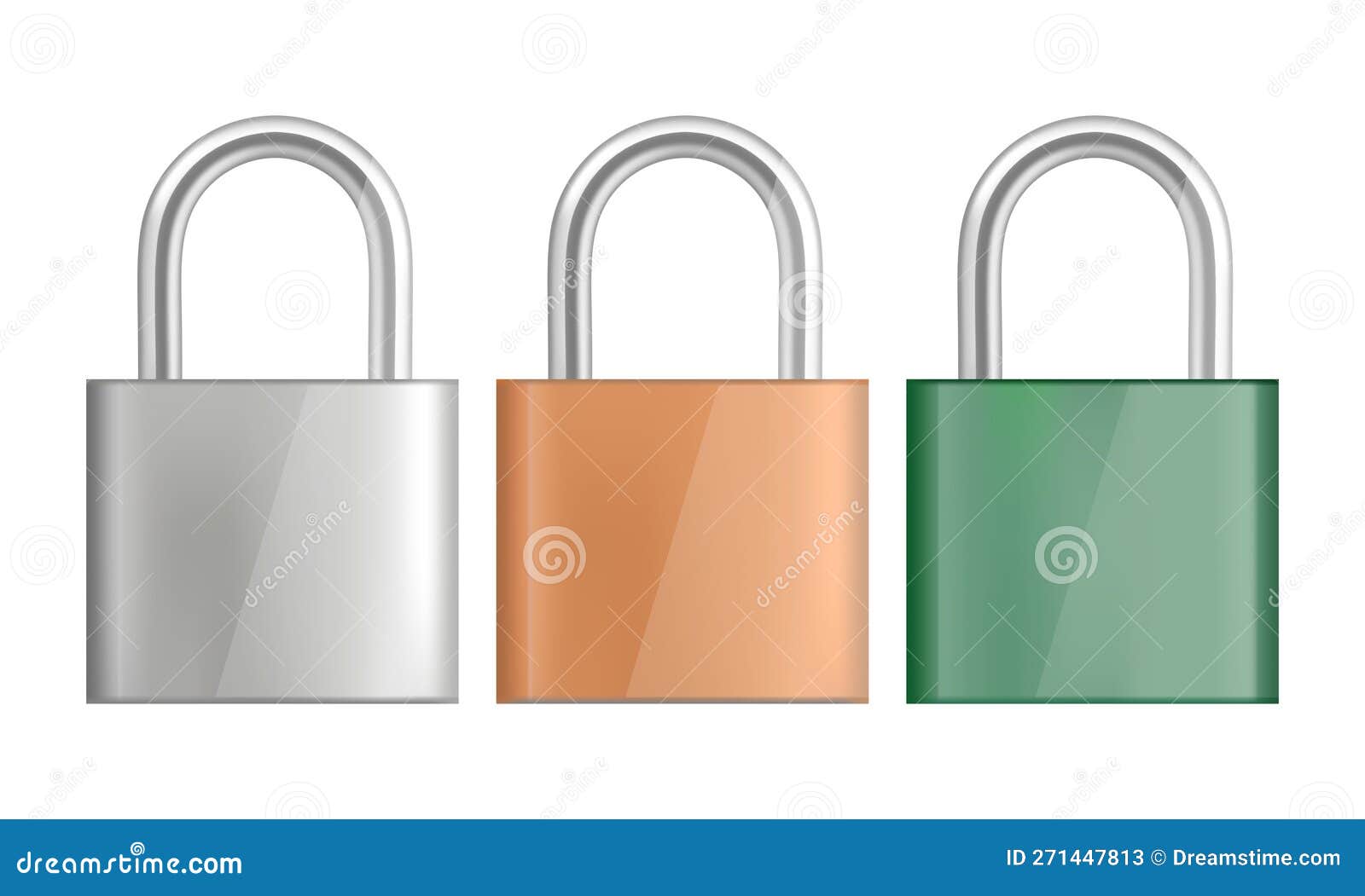 Metallic Padlocks Set Isolated on White Background Stock Vector ...