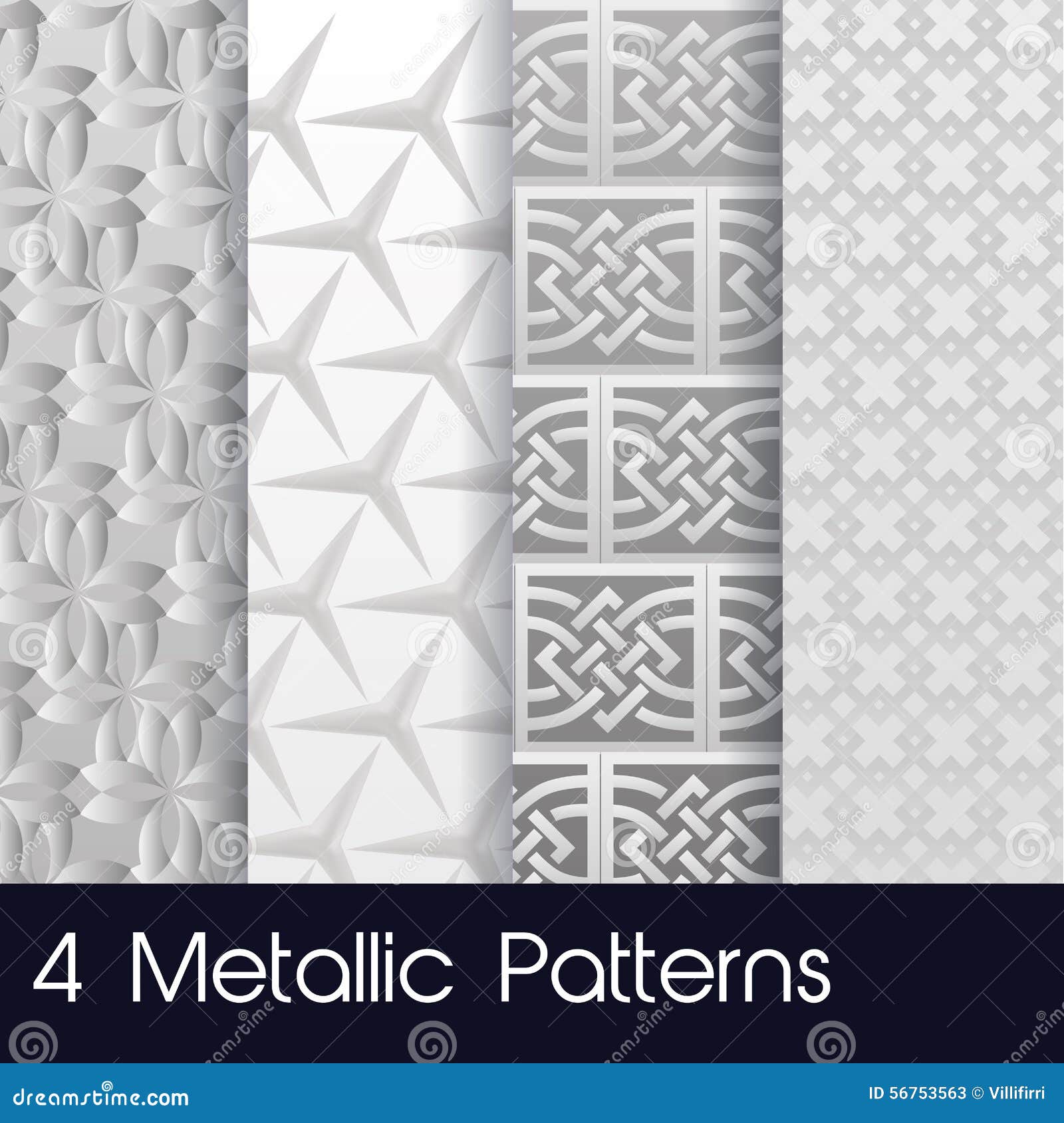 4 Metallic Patterns stock illustration. Illustration of composition ...