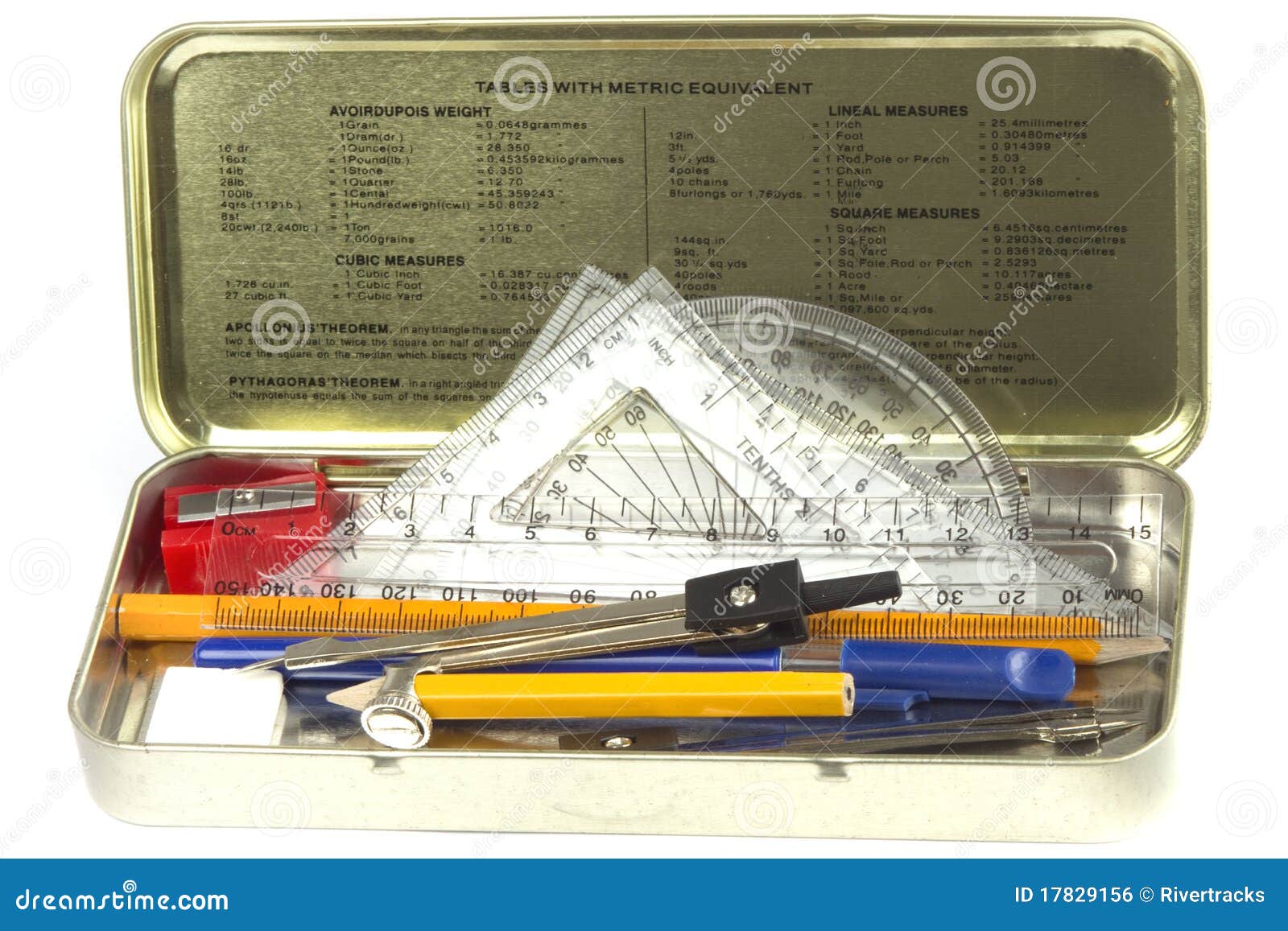 Metallic pencil box stock photo. Image of metallic, ruler - 17829156