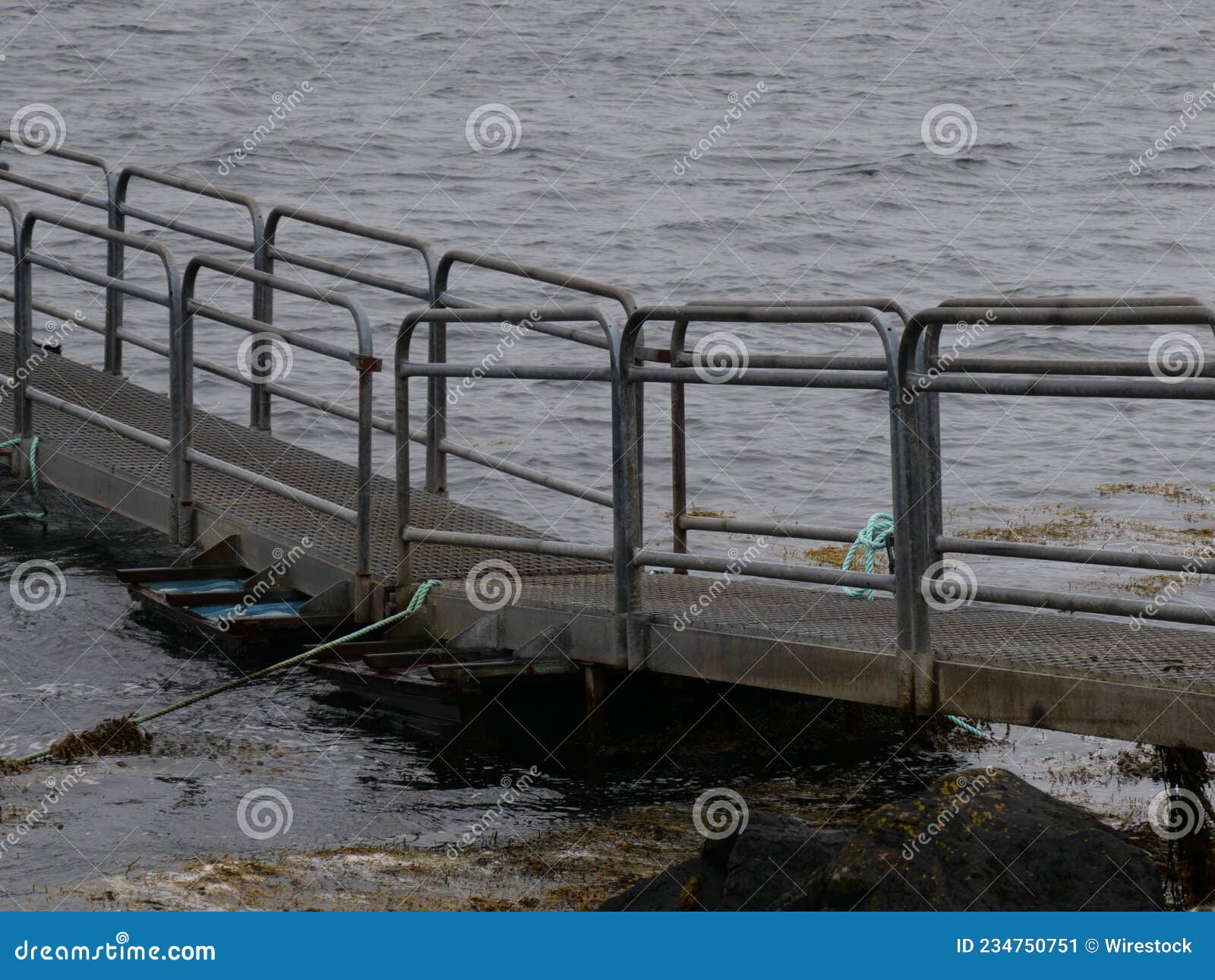 Metallic Pier with Metal Handrails at the Shore Stock Image - Image of ...