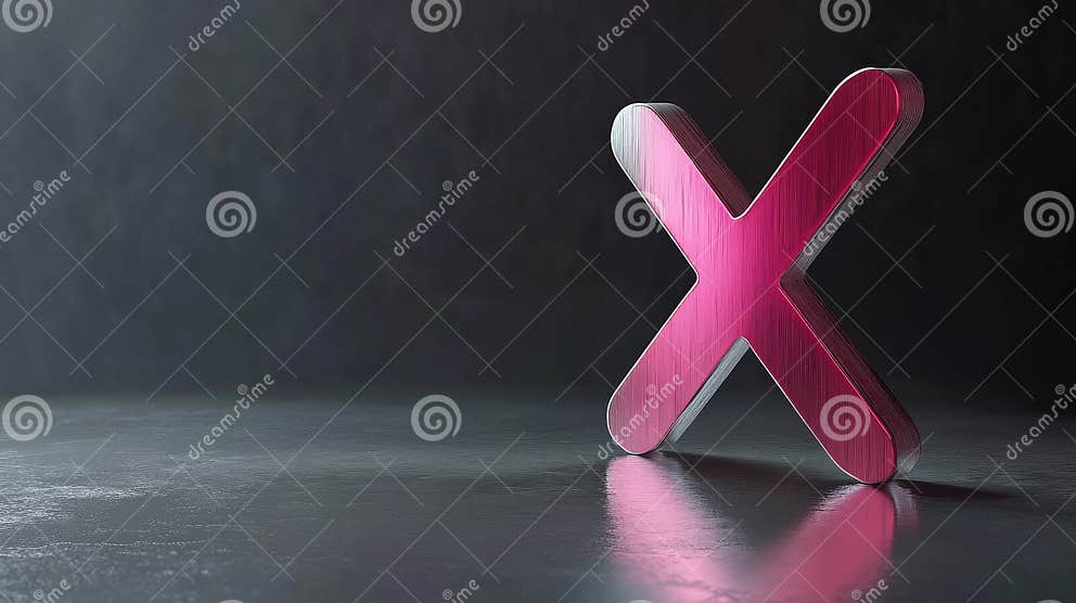 Metallic Pink Letter X on Dark Textured Surface Stock Illustration ...