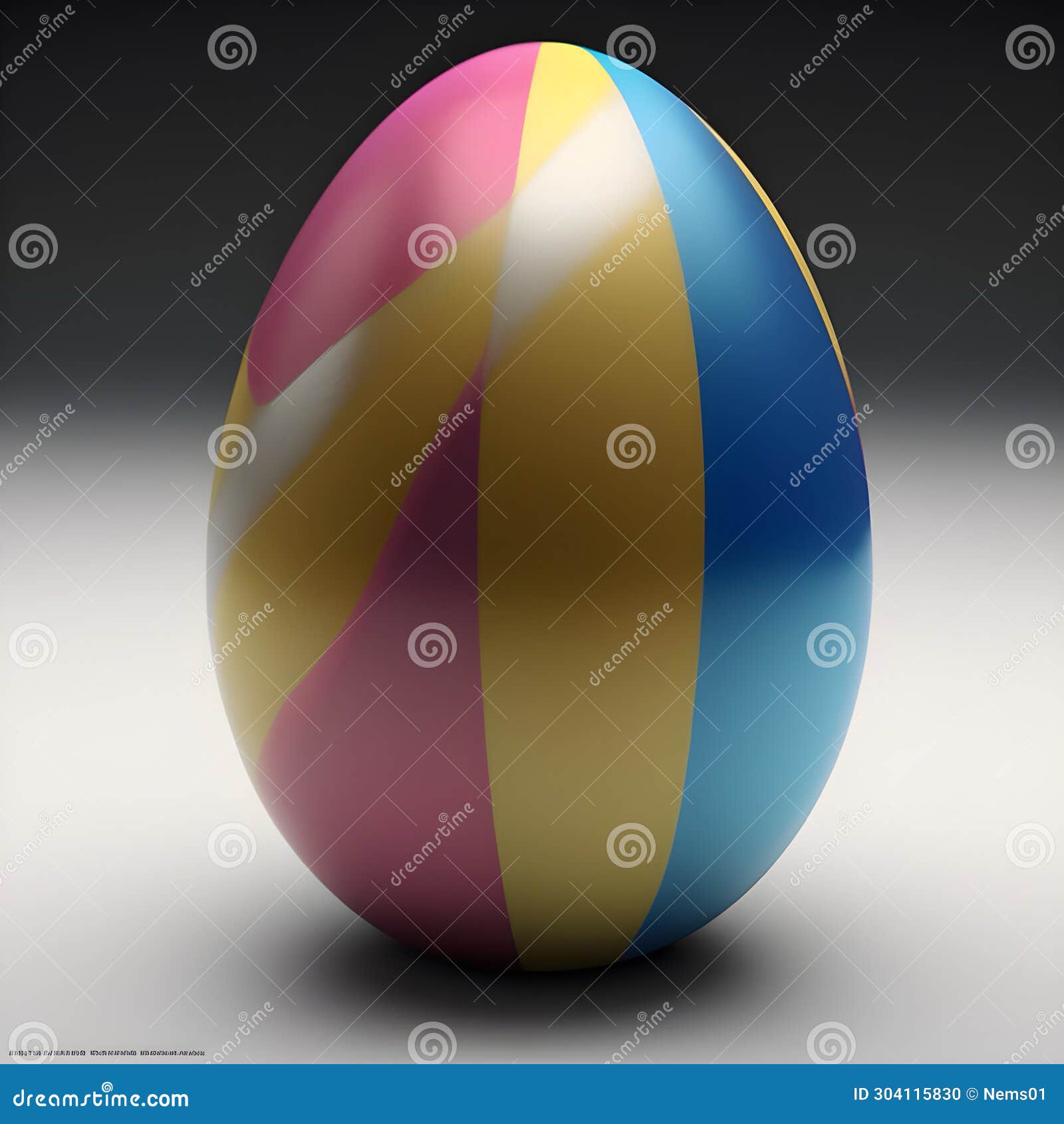 Metallic Pink, Yellow, Blue Painted Easter Egg Stock Illustration ...