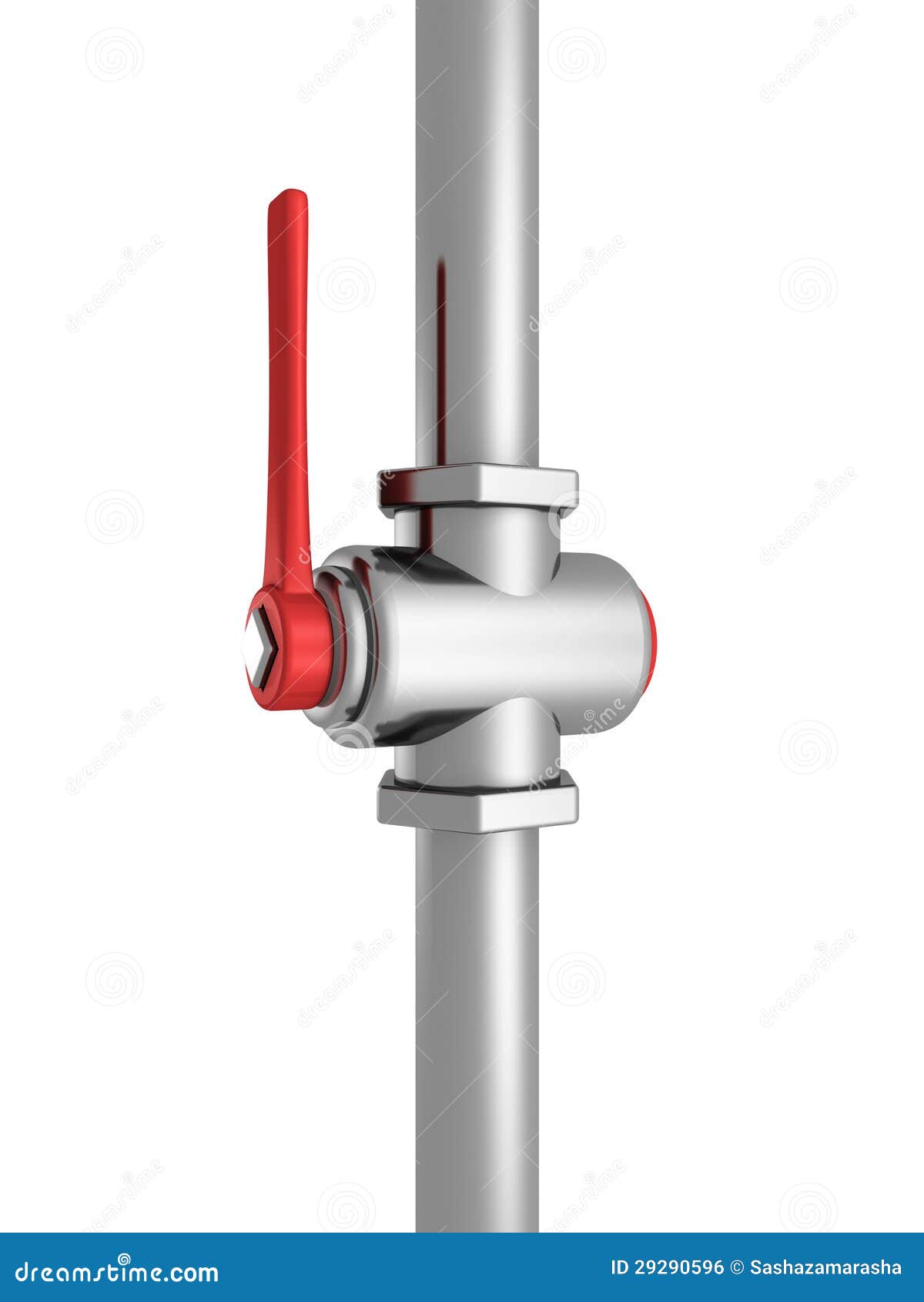 Metallic pipe with red tap stock illustration. Illustration of drain ...