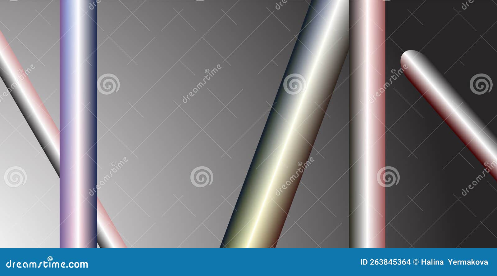 Metallic Tubes are Scattered. Metallic Sheen, Gradient. Abstract ...
