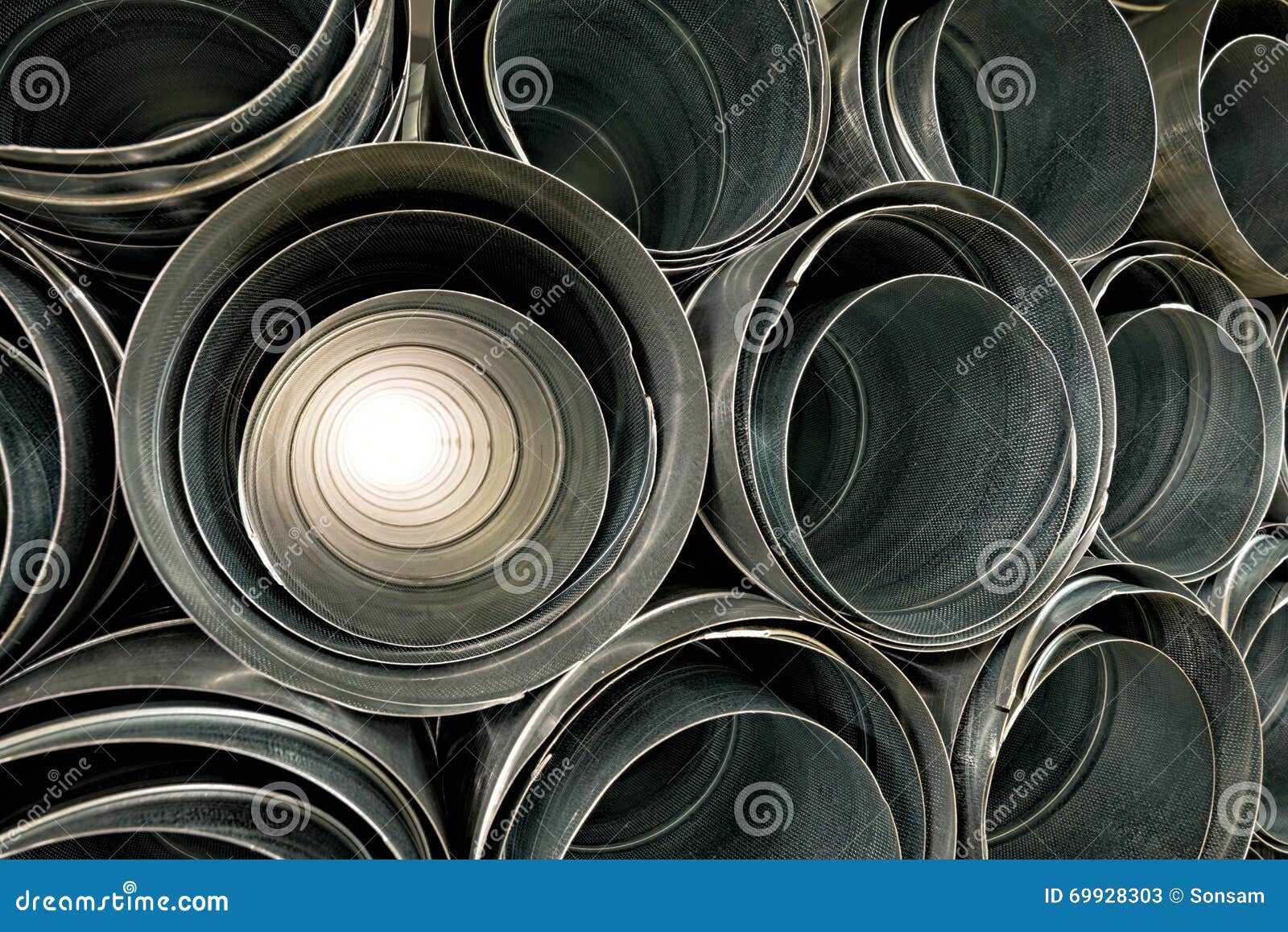 Metallic Pipes Stacked in Rows Pattern Stock Image - Image of iron ...