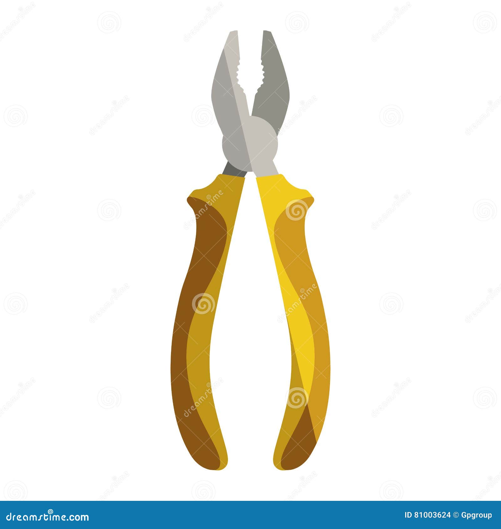 Metallic Plier Icon Tool with Yellow Handle Stock Vector - Illustration ...