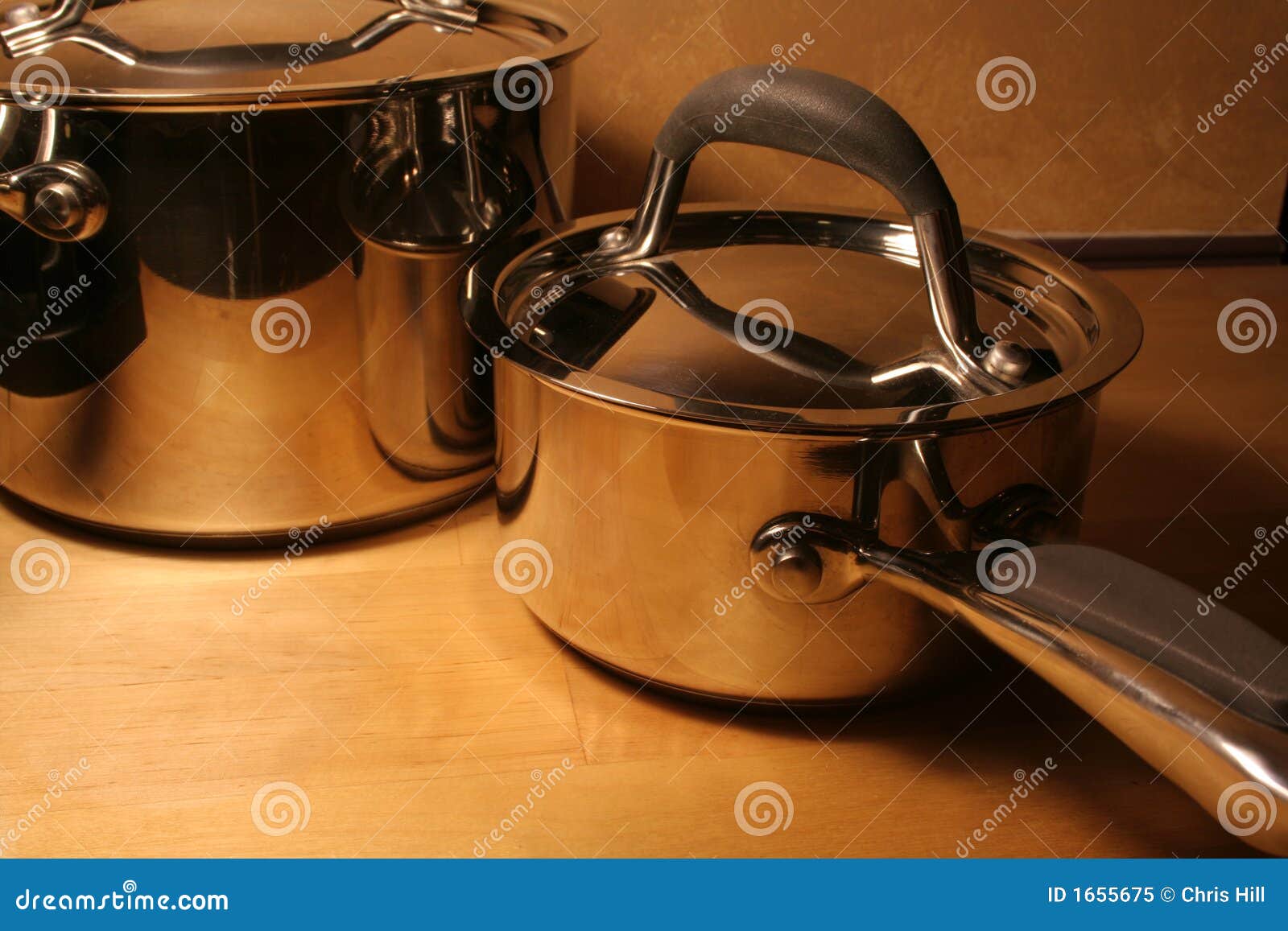 Metallic Pots stock image. Image of metal, kitchen, boil - 1655675
