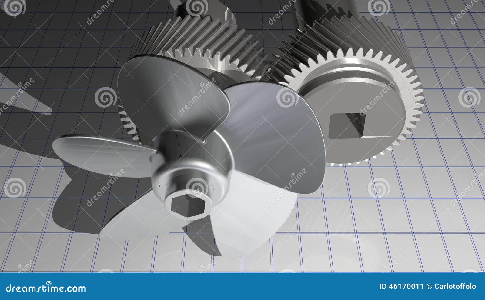 Metallic Propeller with Gears Stock Illustration - Illustration of ...