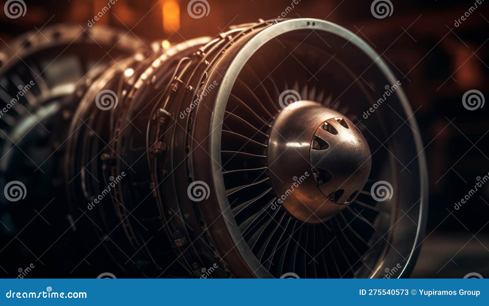 Metallic Propeller Spinning Inside Old Airplane Engine Generated by AI ...