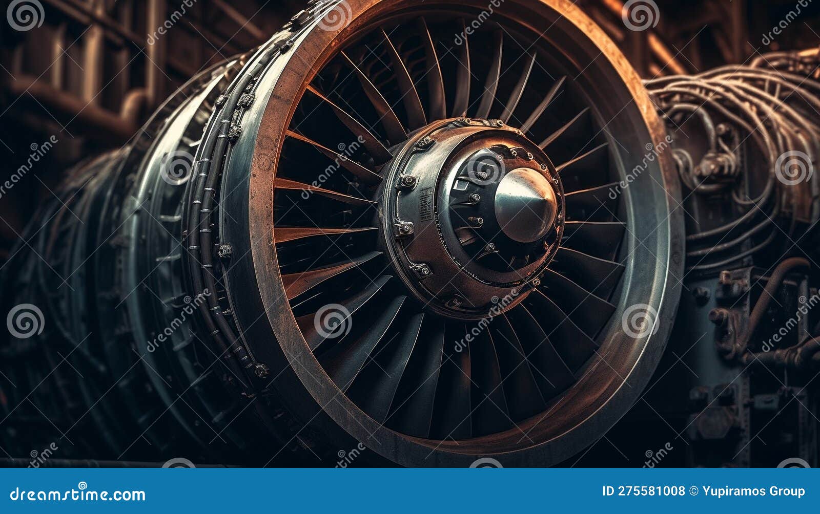 Metallic Propeller Turning Inside Old Airplane Engine Generated by AI ...