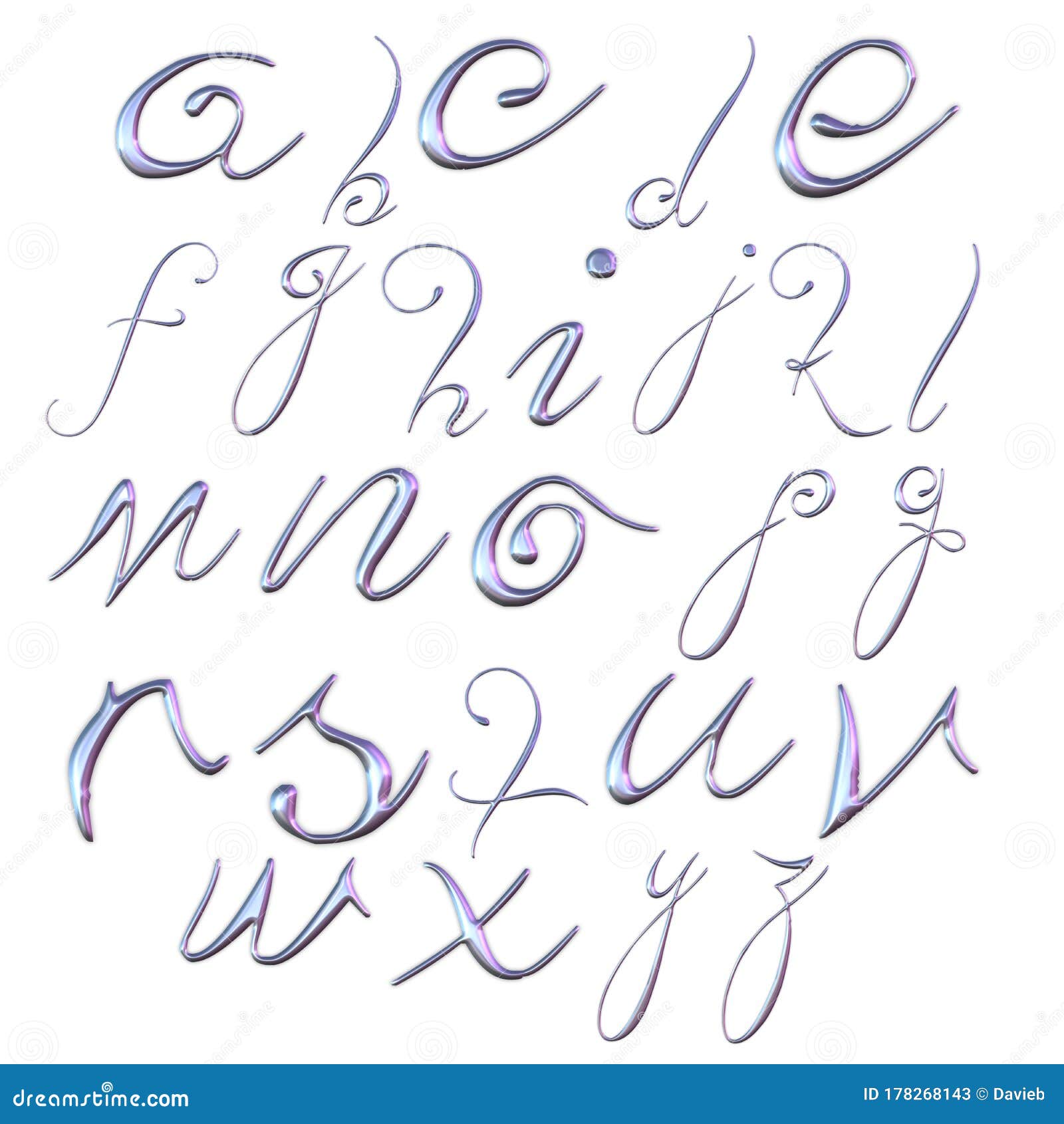 Metallic Purple Alphabet Lowercase Stock Illustration - Illustration of ...