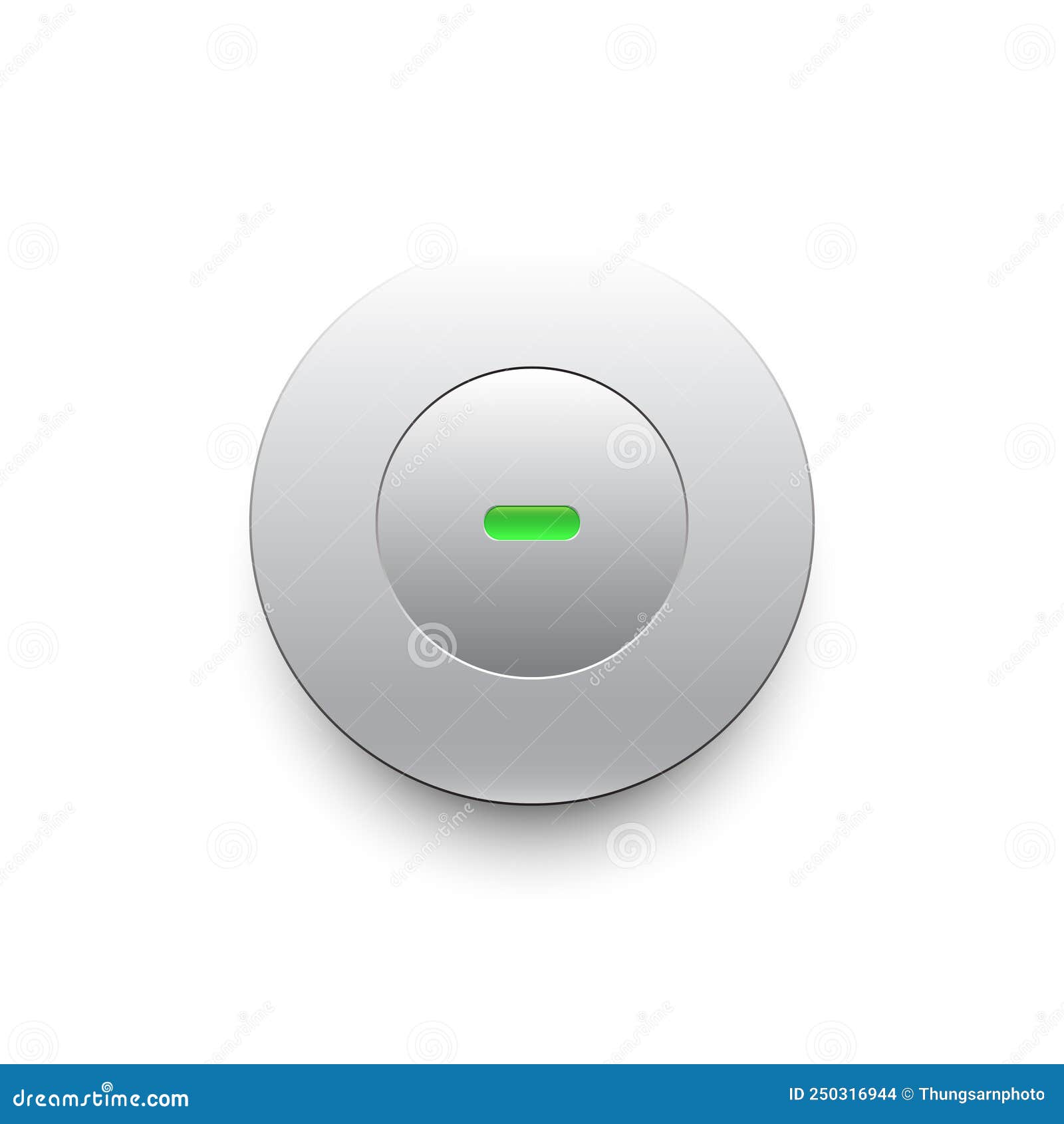 Metallic Push Button with Green Led Light on White Background Stock ...