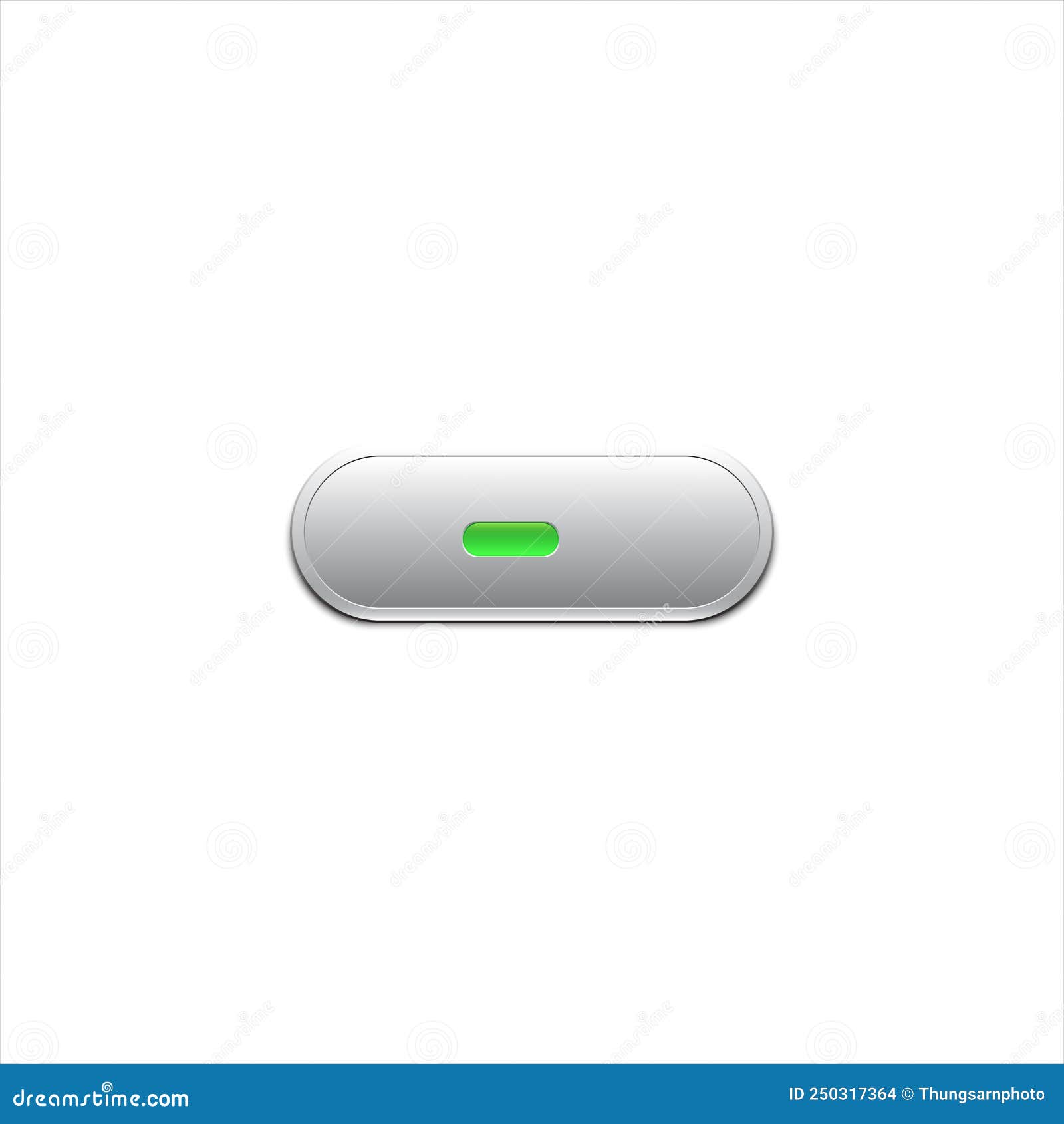 Metallic Push Button with Green Led Light on White Background Stock ...