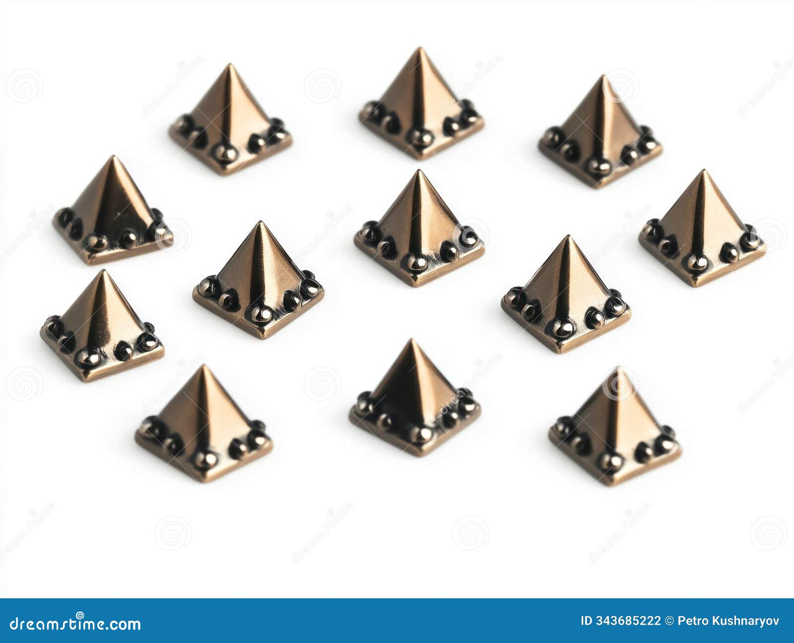 Metallic Pyramid Rivets Isolated on Isolated Background. Twelve Small ...