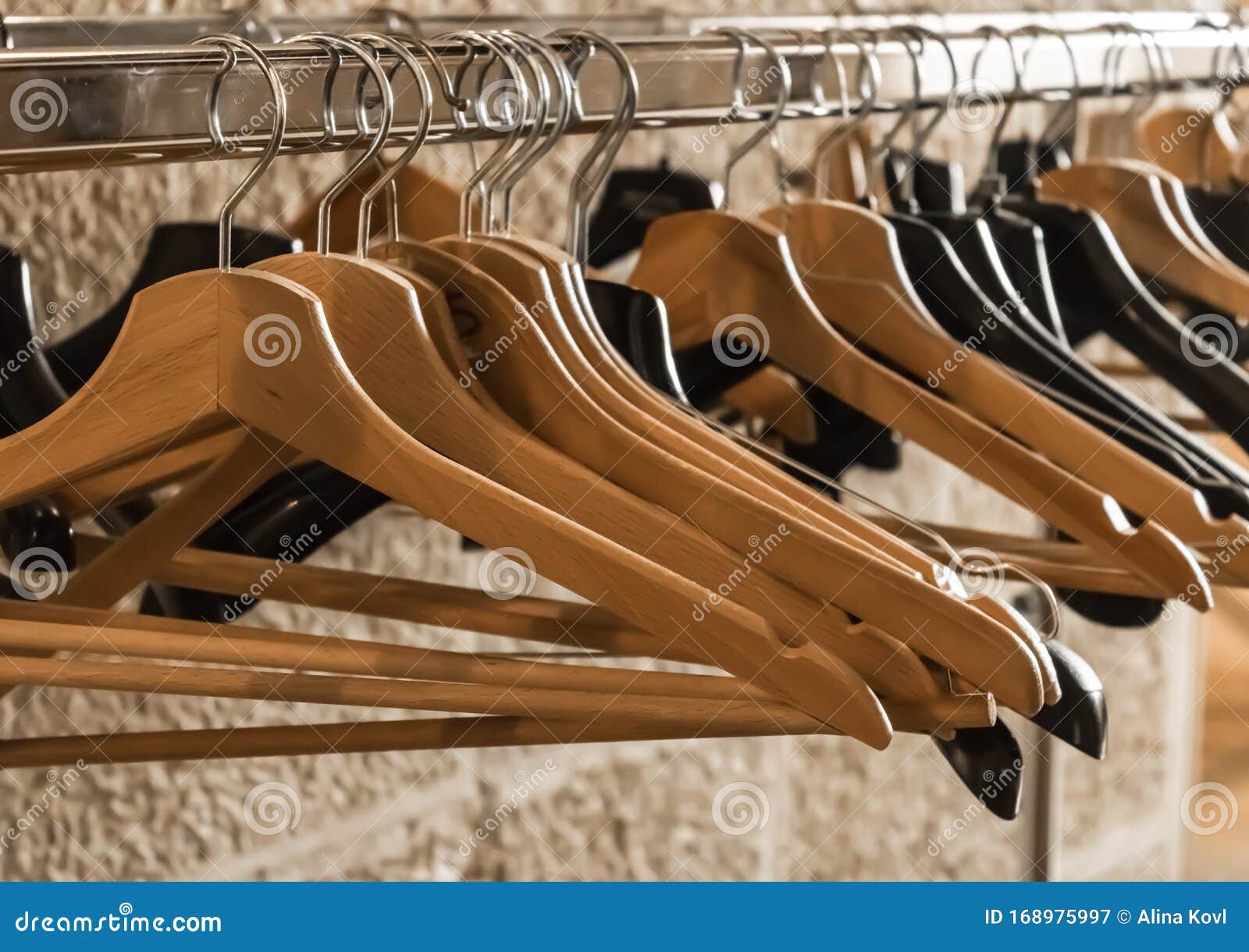 Metallic Rack with the Empty Hangers for Clothes Stock Image - Image of ...