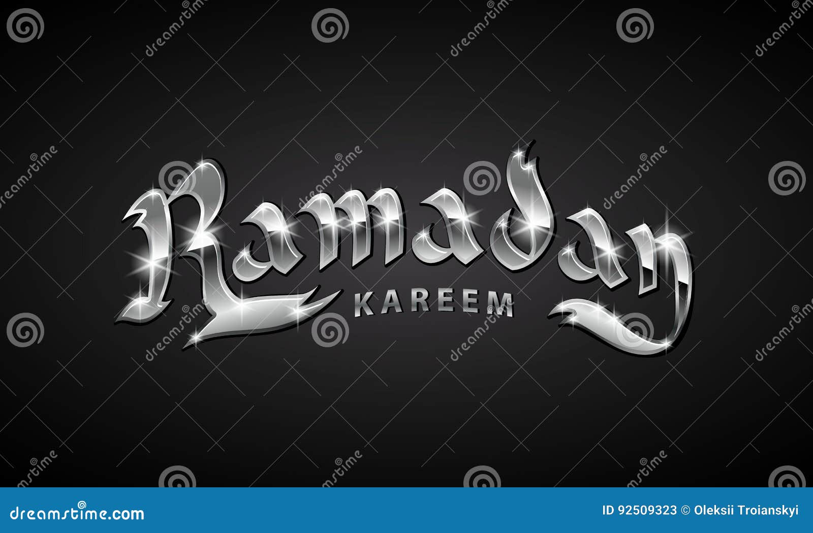 Metallic Ramadan Kareem Text. Silver Hand Lettering. Stock Illustration ...
