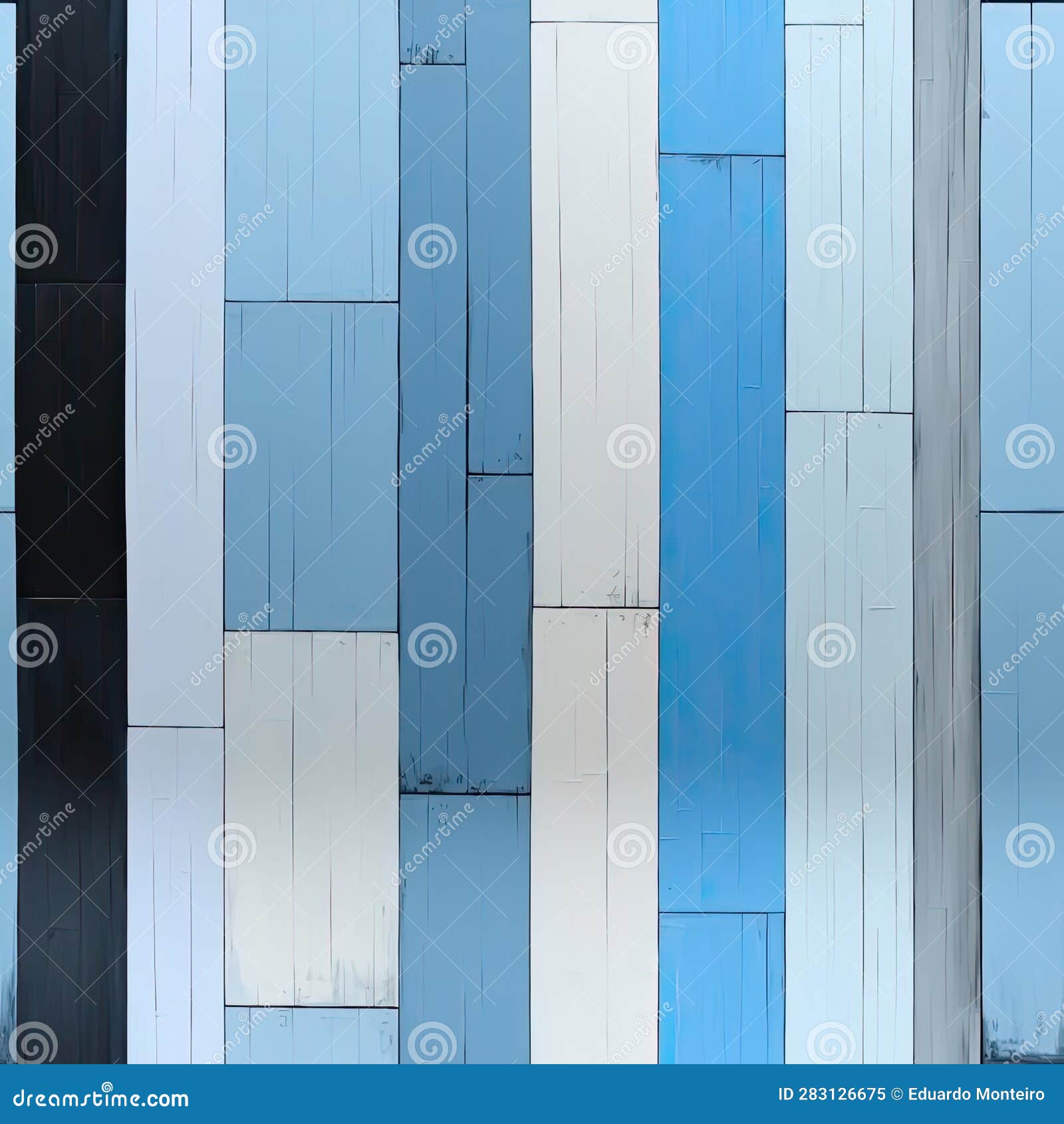 Metallic Rectangles on a Wooden Wall with Bold Blue and Brown Colors ...