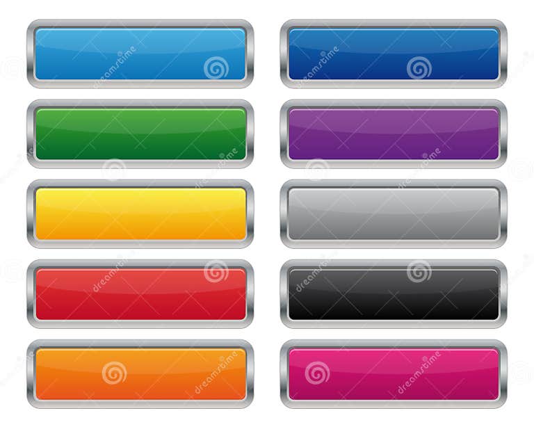 Metallic Rectangular Buttons Stock Vector - Illustration of buttons ...